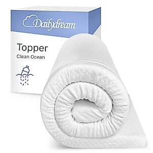 Dailydream viscoelastic Mattress Topper with Memory Foam, Edition Clean Ocean (Queen, Model M - 176 up to 220 lbs)