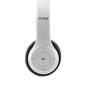 Coby Bluetooth Headphones | Wireless Headphones with Built-in Mic, Hands-Free Calling | Over The Ear Foldable Bluetooth Headset for Easy Storage | Up to 5 Hours of Playtime | Supports AUX in (White)