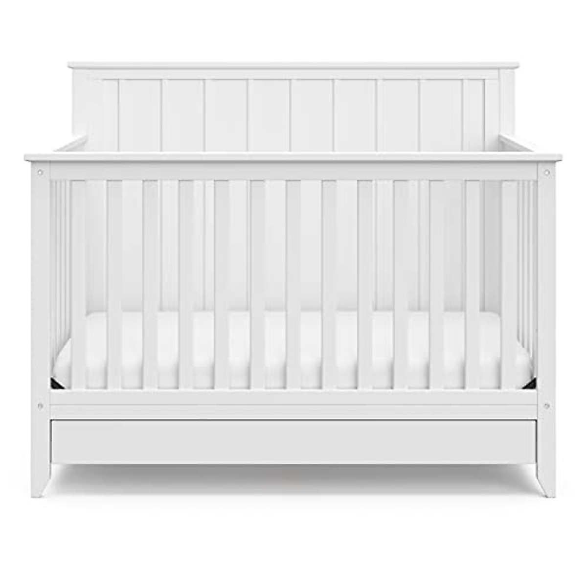 STORKCRAFT Forrest 5-in-1 Convertible Crib with Drawer (White) – GREENGUARD Gold Certified, Crib with Drawer Combo, Full-Size Nursery Storage Drawer, Converts to Toddler Bed, Daybed and Full-Size Bed