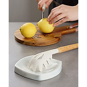 Getstar Ceramic Spoon Rest for Stove Top, Large Spoon Holder for Kitchen Counter, Dishwasher Safe, Marble Decor Finish