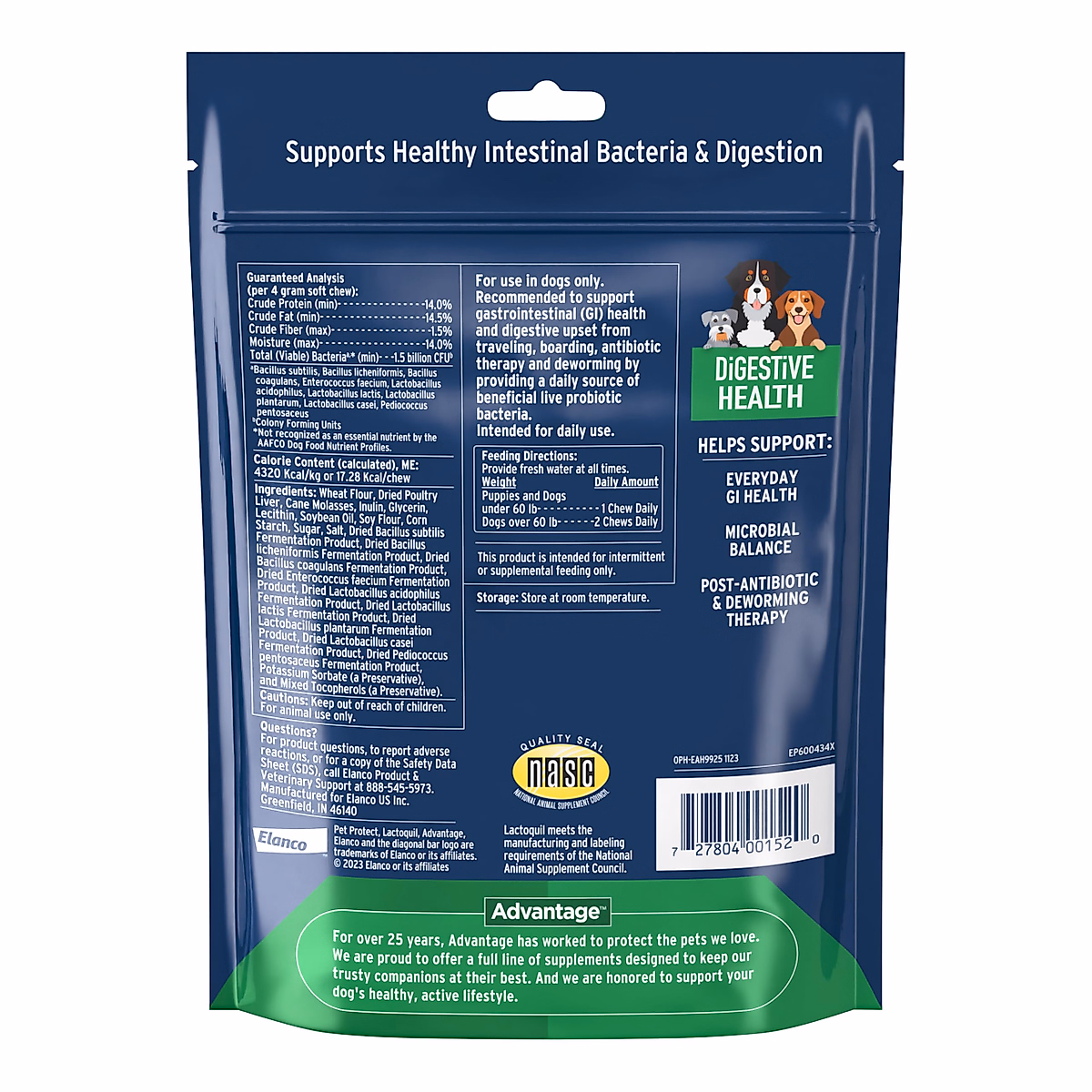 Bundle of K9 Advantix II Small Dog| Dogs 4-10 lbs. | 6-Mo Supply + Pet Protect Dog Digestive Health Supplement | 60 Chews