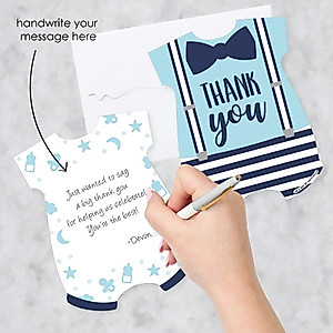 Big Dot of Happiness It's a Boy - Shaped - Blue Baby Shower Thank You Note Cards with Envelopes - Set of 12