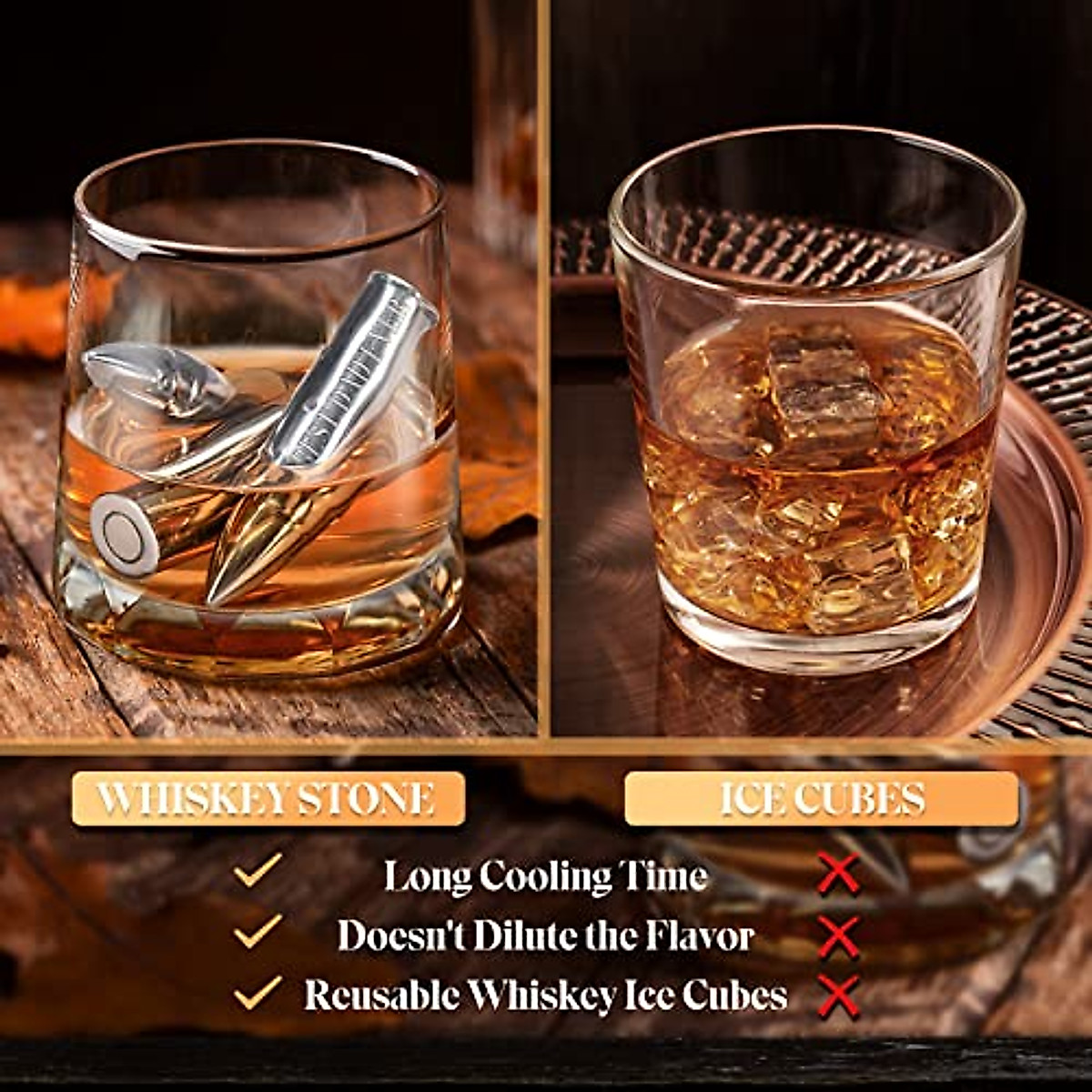 Gifts for Men, Whiskey Stones Gift Set and Magnetic Pickup Tool, Stocking Stuffers for Men, Christmas Gifts for Men, Dad, Him