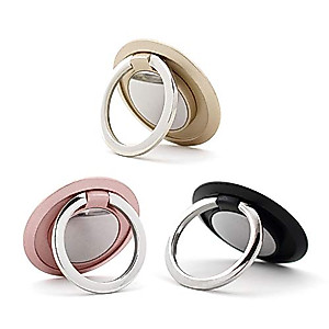 3 Pcs Cell Phone Ring Holder, Yiwanson Phone Ring Holder Finger Kickstand, 360 180 Degree Rotation, Mirror Ring Holder Bracket on Back of Phone, for All Smartphone (Gold/ Pink/ Black)