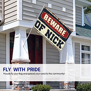 Funny Dorm Flags Beware Of Nick Flag Stuff For Your Room Windsocks Outdoor (Size : 60X90CM)
