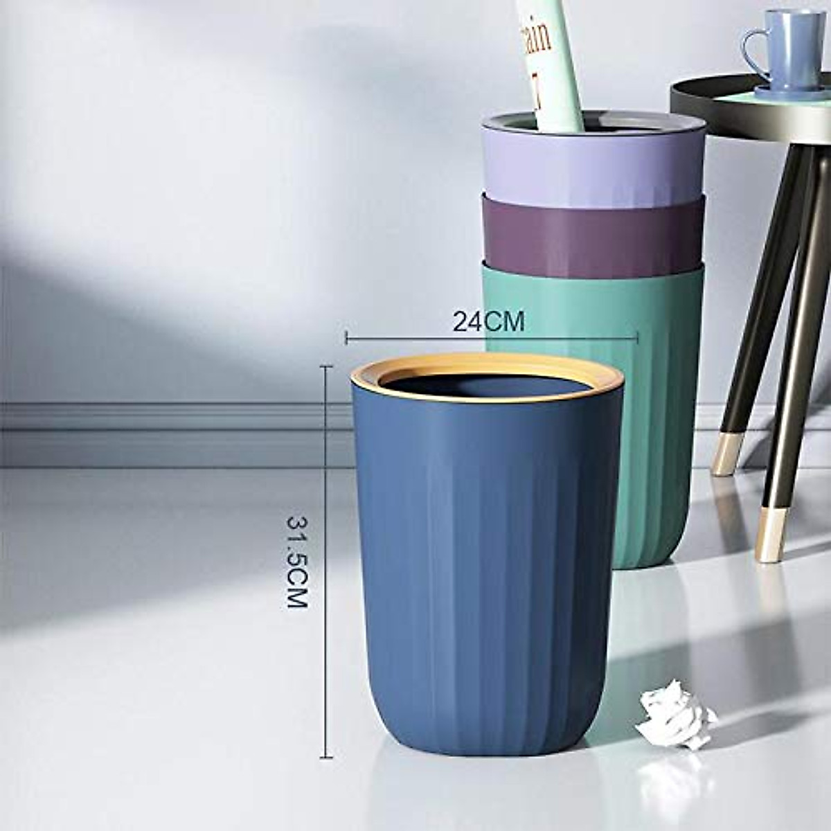 Hosaire. Waste Basket Trash Can Kitchen Waste Basket with Cover for Bathroom Home Office Dorm Kids Room 1 Pcs, Purple, 2431.5CM