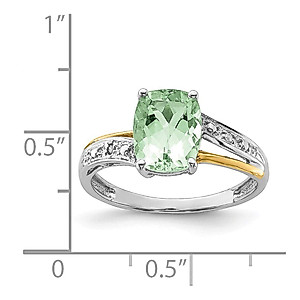 Sterling Silver & Solid 14k Green Simulated Amethyst and Diamond Engagement Wedding Ring (.01 cttw.) (2 to 9 mm)