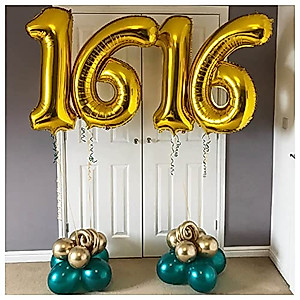 40 Inch Gold 15 Number Balloons Giant Jumbo Huge 15 or 51 Foil Mylar Helium Number Digital Balloons Gold Birthday Mylar Digital Balloons 15th 51st Birthday Anniversary Events Party Decorations