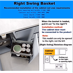 Treliamd Pull Out Blind Corner Cabinet Organizer Right Swing, 2 Tiers Slide Out Kitchen Cabinet Organizer, Opening Chrome Soft Close Blind Corner with Four Shelf for 33.86''Wx19.7''Dx22.84''H