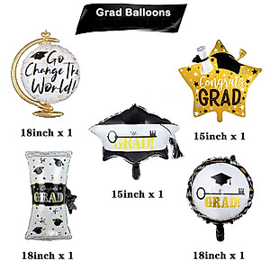 BACOKEY 6Pcs Congrats Balloons for Graduation Decorations Class of 2024 Graduation Party Decorations for College High School Graduation Party Graduation Decorations