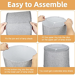 Lamp Shades Set of 2, Lamp shades for Table/Floor Lamps, Fabric Drum Lamp shades 11.4" Top x 12.6" Bottom x 9.8" High(Spider Fitter),Natural Linen Lamp shades Hand Crafted, Easy Assembly