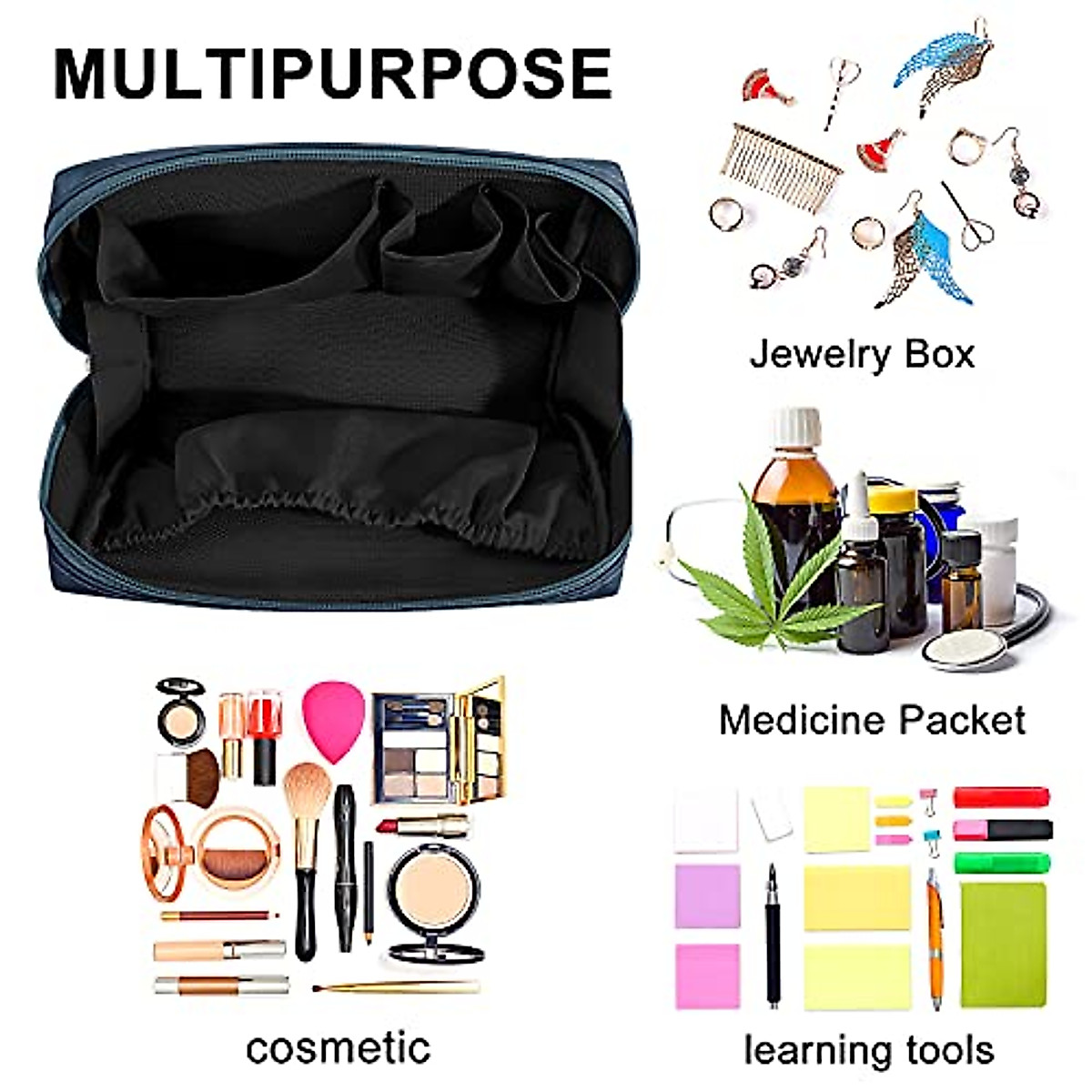 MAANGE Small Makeup Bag 2Pcs Travel Makeup Pouch Portable Double Zippers Storage Travel Small Cosmetic Bag for Women and Girls(Pink+Blue)