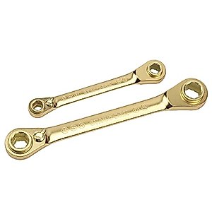 STARWORK10 in 1 Double Box End Vintage G-Plating Reversible Ratcheting 2pc Wrench Set, SAE/Metric