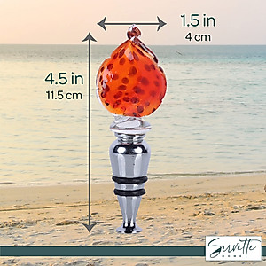 Glass Curved Leaf Animal Print Wine Stopper - Orange Spot