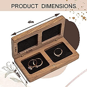 Wood Double Ring Box for Wedding Ceremony - Engraved Wooden Ring Holder for 2 Rings Engagement Proposal Wedding Ceremony Ring Bearer Box