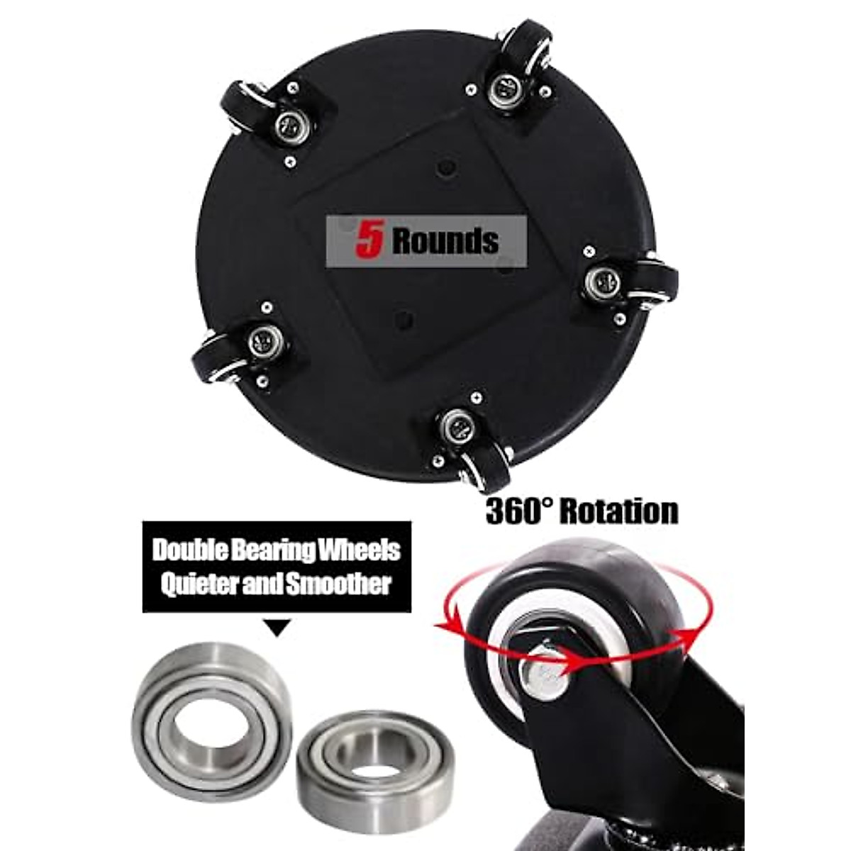 Lanstics Low Roller Seat Short Stools with Wheel Chair PU Leather Rolling Stool Seats Universal Wheels for Home Office Fitness Round Roller Seat Stool (Black)