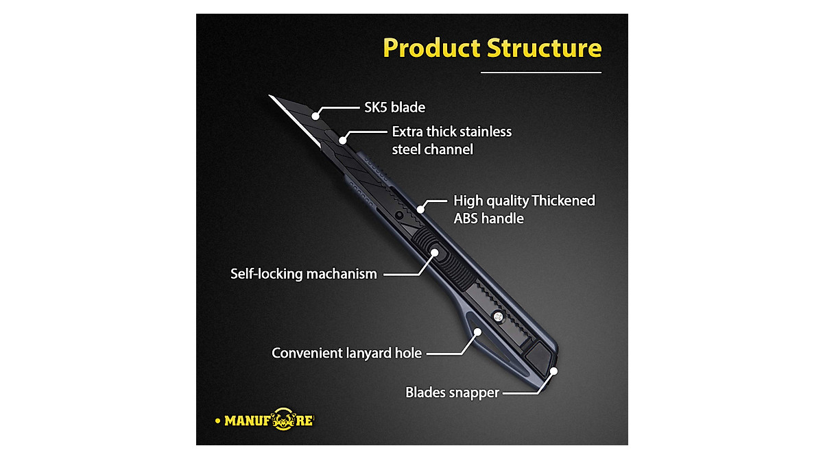 MANUFORE 5 Pack Snap-Off Knife for Crafts & Cutting