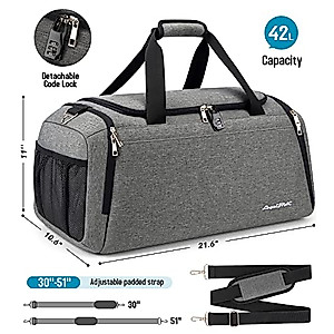 Gym Bag for Women & Men, Travel Duffel Bag for Sports, Gyms and Weekend Getaway, Waterproof Dufflebag with Wet Pocket & Shoes Compartment, Lightweight Carryon Gymbag