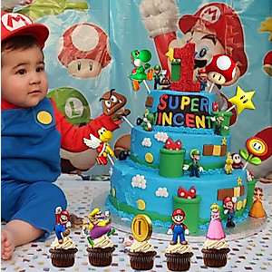 Mario Birthday Party Supplies, 24PCS Cupcake Toppers Decorations for Mario Party Supplies Decor