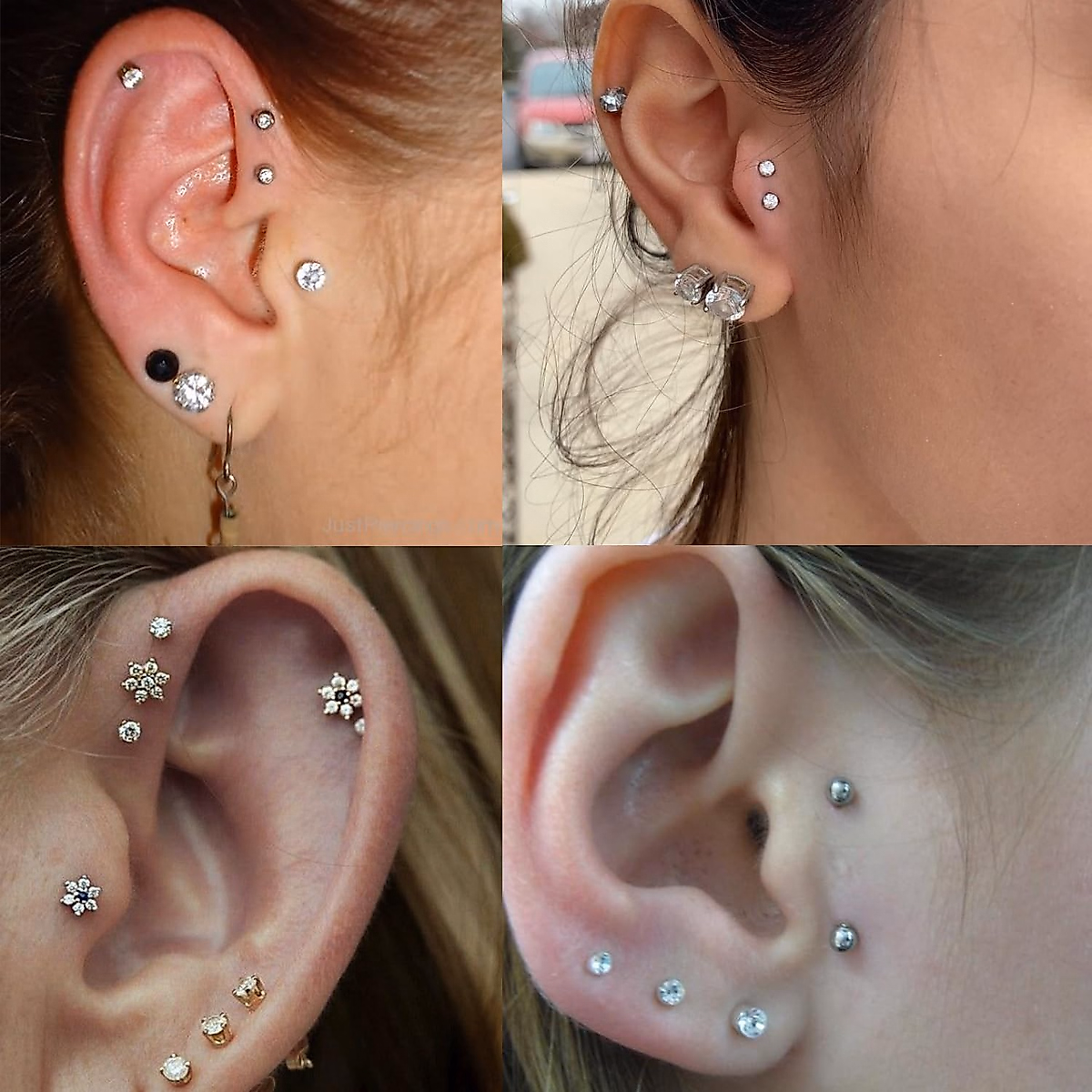 Kridzisw 16G Lip Labret Medusa Monroe Ring Stud Piercing Jewelry 16 Gauge Stainless Surgical Steel Snake Bite Ashley Lip Ring Flat Back Silver Catilage Tragus Helix Earring Piercing Jewelry Women Men