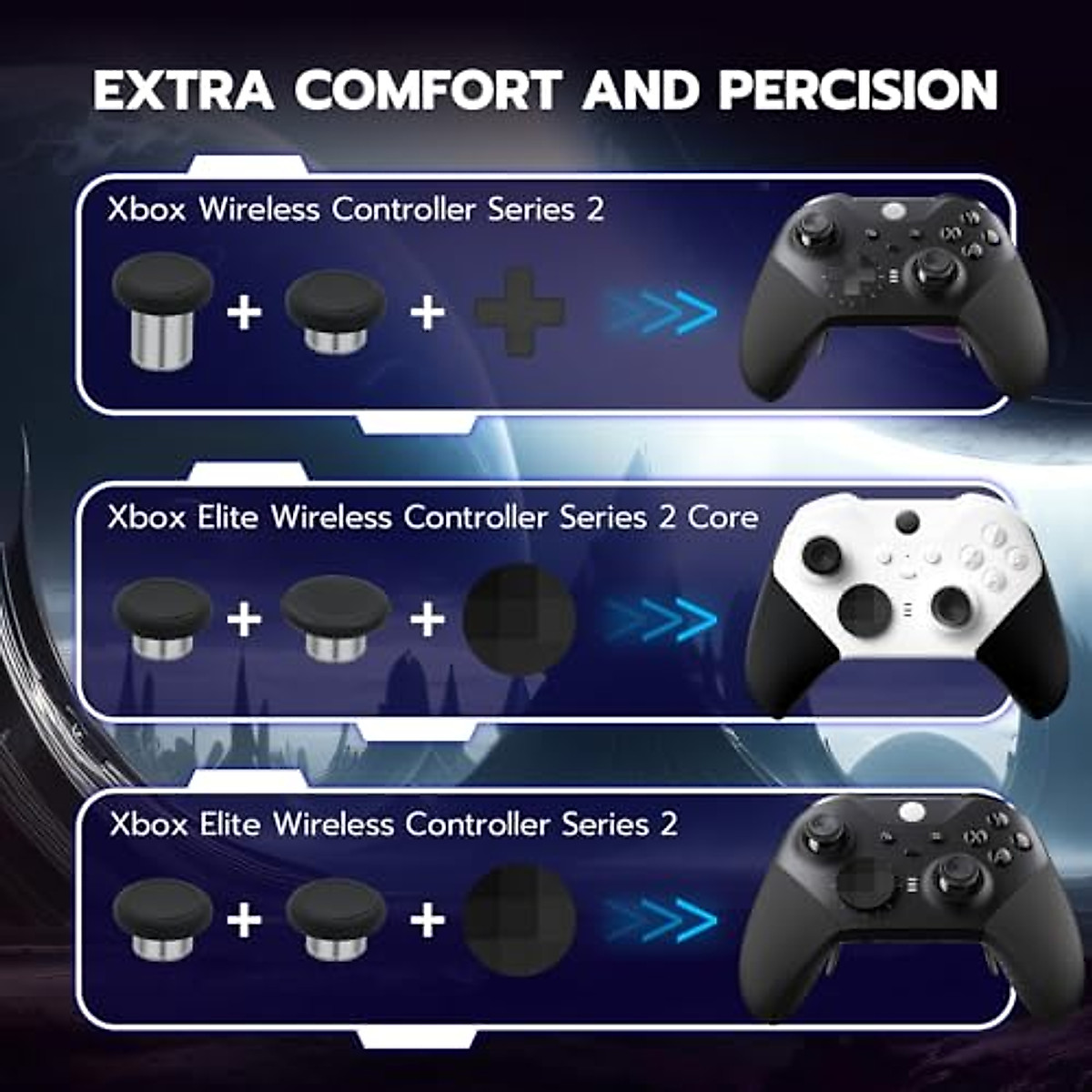 Mcbazel 13 in 1 Metal 6 Swap Thumbsticks Joysticks, 4 Trigger Paddles, 2 D-pads with Adjustment Tool and Carry Case for Xbox One Elite Series 2 Controller - Black