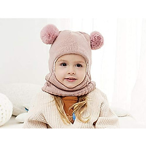 Baby Winter Hat Scarf Mitten Set, Unisex Infant Toddler Kids Hat Scarf (Pink-B, 2-5 Years)