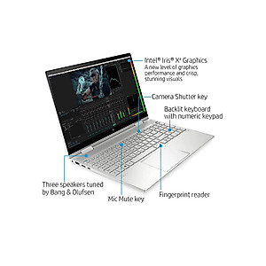 HP Envy x360 2-in-1 15.6" FHD Touchscreen Laptop, Intel Core i5-1135G7, 32GB RAM, 2TB PCIe SSD, Full-Size Keyboard, Iris Xe Graphics, HD Webcam, Win 11 Pro, Silver, 32GB USB Card
