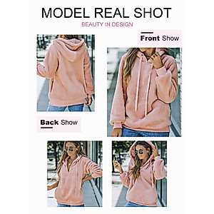 Dokotoo Womens Fleece Hoodies Loose Cozy Soft Warm Casual Solid Sweatshirts Fuzzy Sweater Sweatshirt Sherpa Pullovers Outerwear Fashion Hooded Pink Small