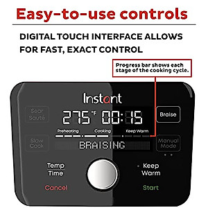 Instant Pot, 6-Quart 1500W Electric Round Dutch Oven, 5-in-1: Braise, Slow Cook, Sear/Sauté, Cooking Pan, Food Warmer, Enameled Cast Iron, Free App With 50 Recipes, Perfect Wedding Gift, Red