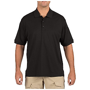 5.11 Tactical Men's Jersey Knit Short Sleeve Shirt, Wrinkle-Resistant Cotton, Pen Pocket, Black, S, Style 71182