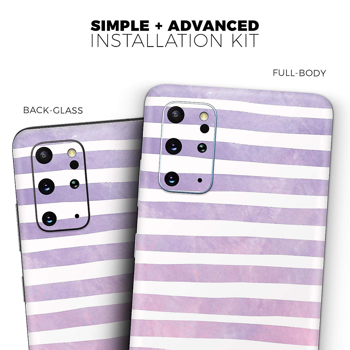 DesignSkinz Purple Watercolor Ombre Stripes Protective Vinyl Decal Wrap Skin Cover Compatible with The Samsung Galaxy S20 (Screen Trim & Back Glass Skin)