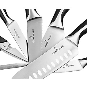 Culina® Pro 7-Piece German-steel Forged Knife Set with Wood Storage Block and 5-inch Utility Knife