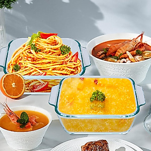 Small Casserole Dishes 2 Pack, 5 Inch Glass Square Baking Dish Individual Portion Baking Pan for Oven Microwave Air Fryer Square Egg, Clear Prep Bowls with Handle