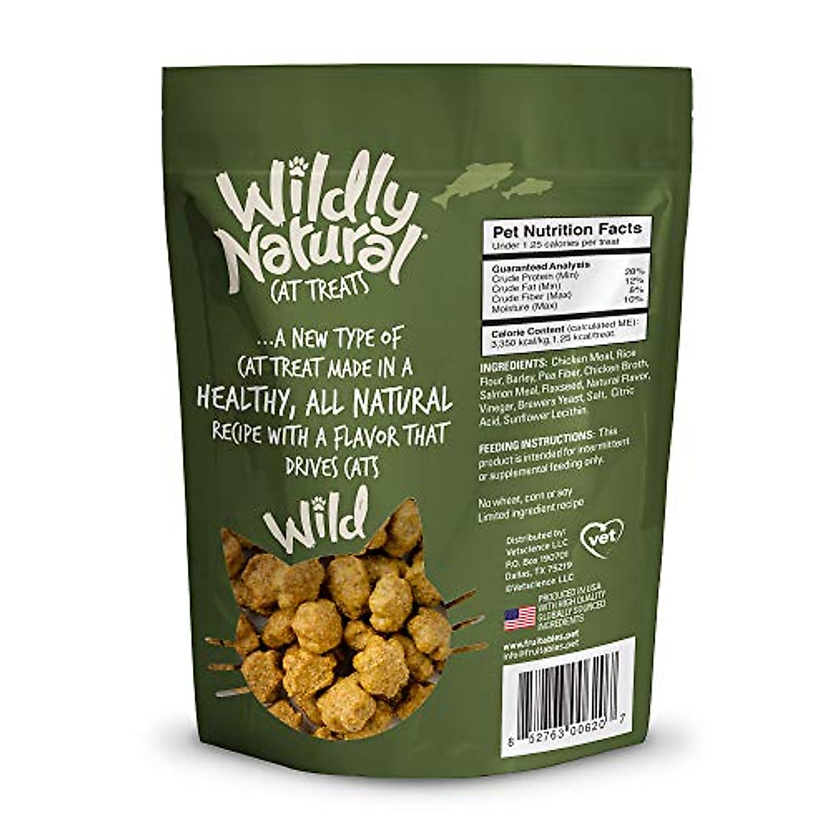 Wildly Natural Cat Treats, 2.5 Ounces, Salmon Flavor