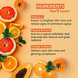 Botanic Hearth Vitamin C Foaming Face Wash with Papaya & Orange | Extracts Built-In Silicone Brush | Cleansing & Glowing Skin | Paraben & Sulphate Free | Face Cleanser for Women & Men | 5.1 fl oz