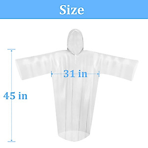 SAIWEYNEE Disposable Rain Ponchos For Adults- Transparent Waterproof Ponchos With Hood,Emergency Rain Gear for Camping,Hiking,Walking,Watching Games,Visiting Theme Park, 5 Pack