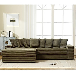Left Facing Oversized Modular Sectional Sofa Two-Piece Cloud Couch with Extra Wide Chaise Lounge, Corduroy Upholstered L Shaped Loveseat Sofa&Couches for Living Room Apartment