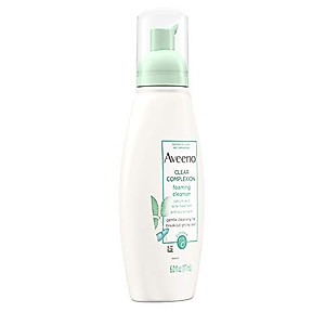 Aveeno Clear Complexion Foaming Facial Cleanser, Scentless, 6 Fl Oz (Pack of 1) Package may vary