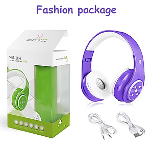 Woice Kids Wireless Bluetooth Headphones Volume Limited 85db/110db Stereo Sound Over-Ear Foldable Children Headphones with Mic SD Card Slot up to 16 Hours Play time for Boys Girls Adults (Purple)