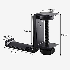 Goldmille Aluminum Headphone Stand Hanger Foldable with Cable Clip Headset Holder Clamp Hook Under Desk, Save Your Space While Working & Gaming