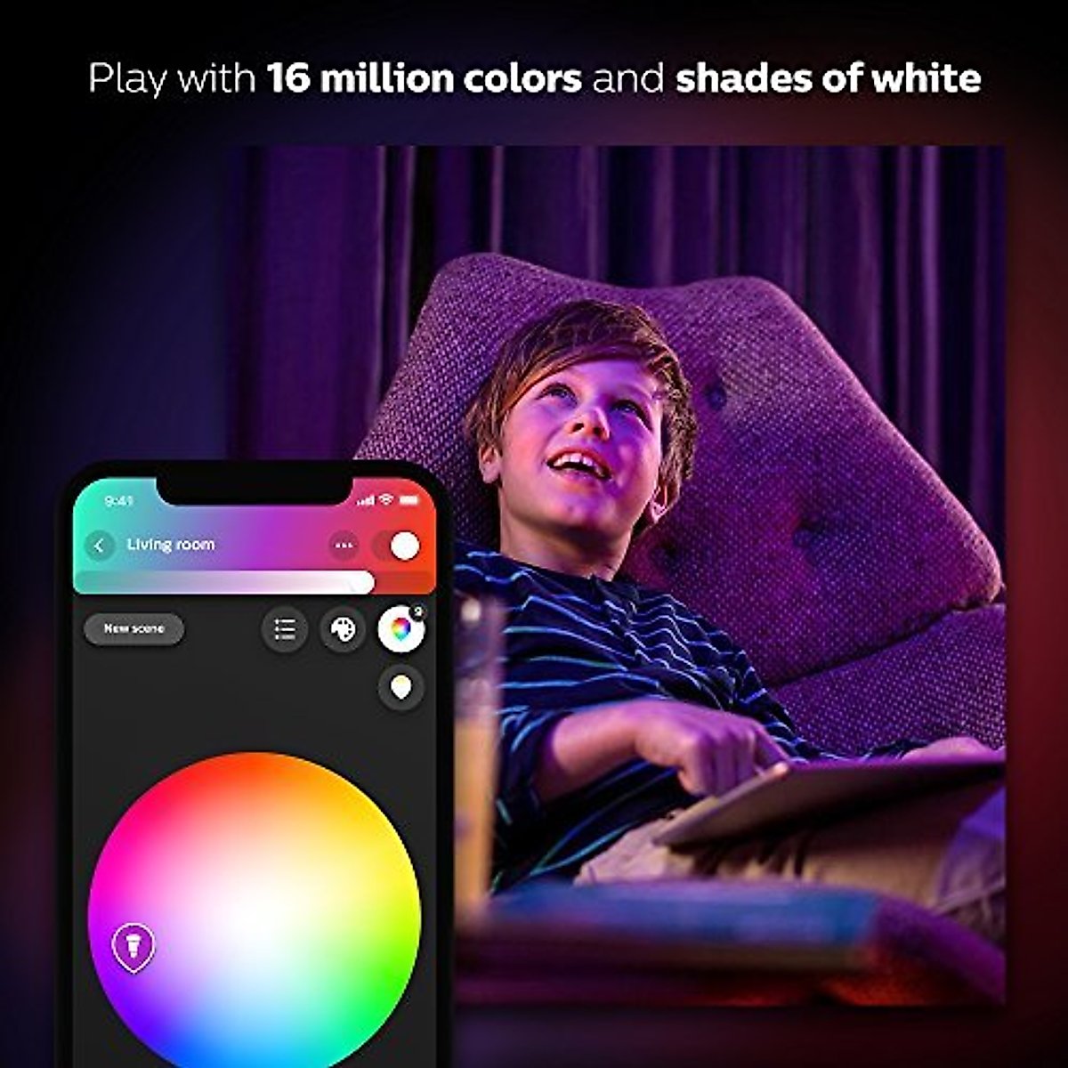 Philips Hue White and Color Ambiance A19 60W Equivalent Dimmable LED Smart Light Bulb, 1 Smart Bulb, Works with Alexa, Apple HomeKit, and Google Assistant (California residents)