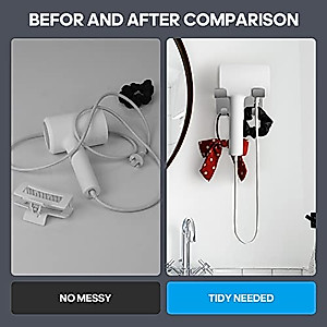 WONZON Hair Dryer Holder Wall Mount Blow Dryer Hanger Stand Rack Countertop Hair Dryer Bracket Hair Tool Organizer Storage（Silver）