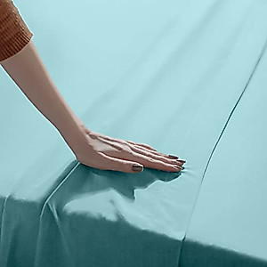 Utopia Bedding Full Sheet Set – Soft Microfiber 4 Piece Luxury Bed Sheets with Deep Pockets - Embroidered Pillow Cases - Side Storage Pocket Fitted Sheet - Flat Sheet (Spa Blue)