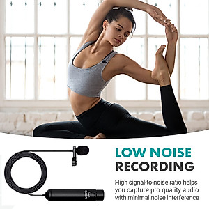 Movo LV4-C Cardioid XLR Lavalier Microphone Phantom Power with Metal Lapel Clip and Windscreen Accessories - Great External Lav Mic for Music, Podcast, Live Stream, Filming or YouTube Recording