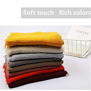 guiyal Cotton Blend Crinkle Vintage Soft Scarf with Fringed Edges,linen scarf,shawl,travel scarf，White scarf