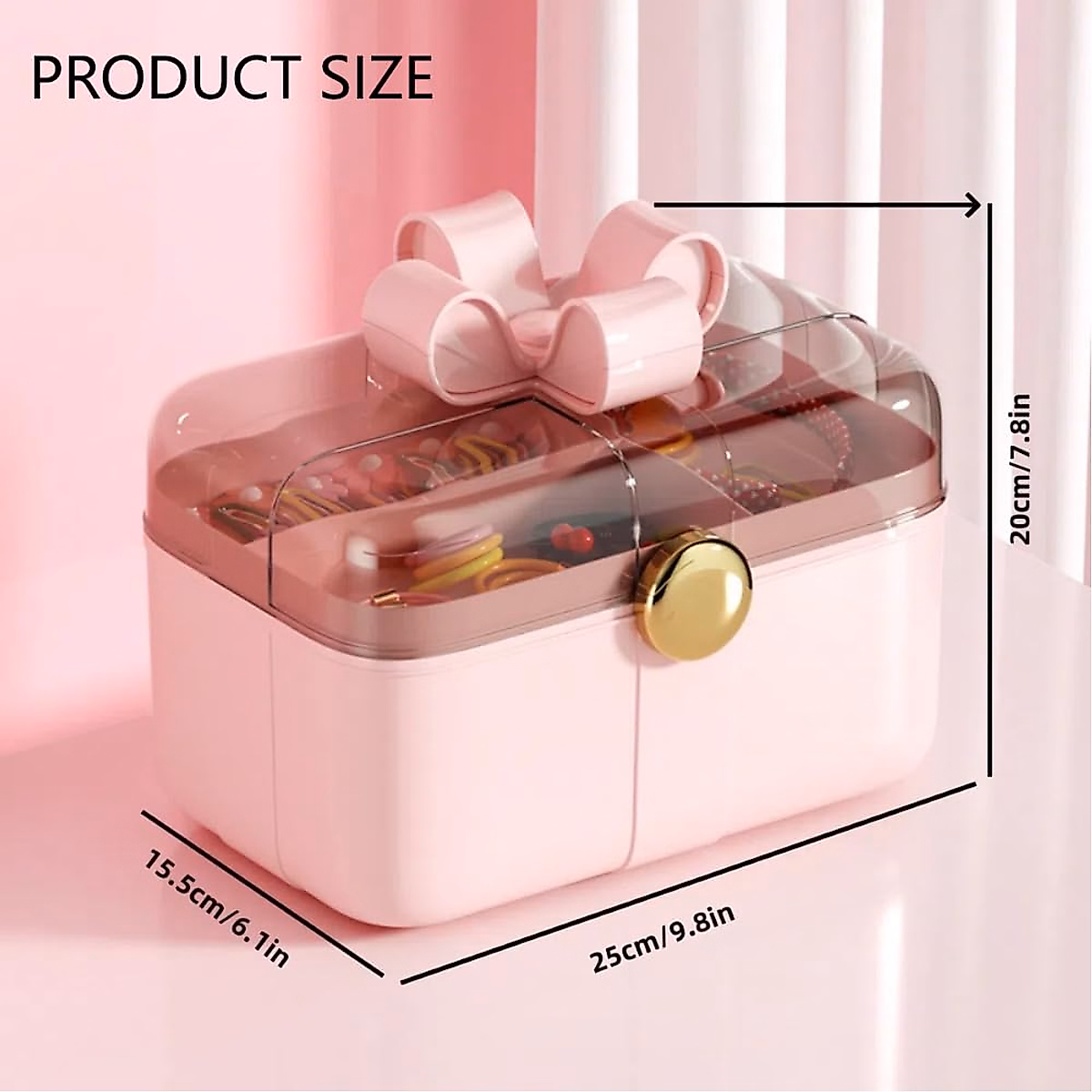 HMWQC Hair Accessories Organizer for Girls Mutipurpose Storage Box Organizer with Removable Tray Plastic Tool Box Art Case for Makeup Sewing Nail Accessories