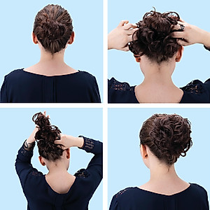 CAISHA Big Hairpiece Scrunchy Updo Bridal Hairstyle curly Messy Bun Gray Mix G19E