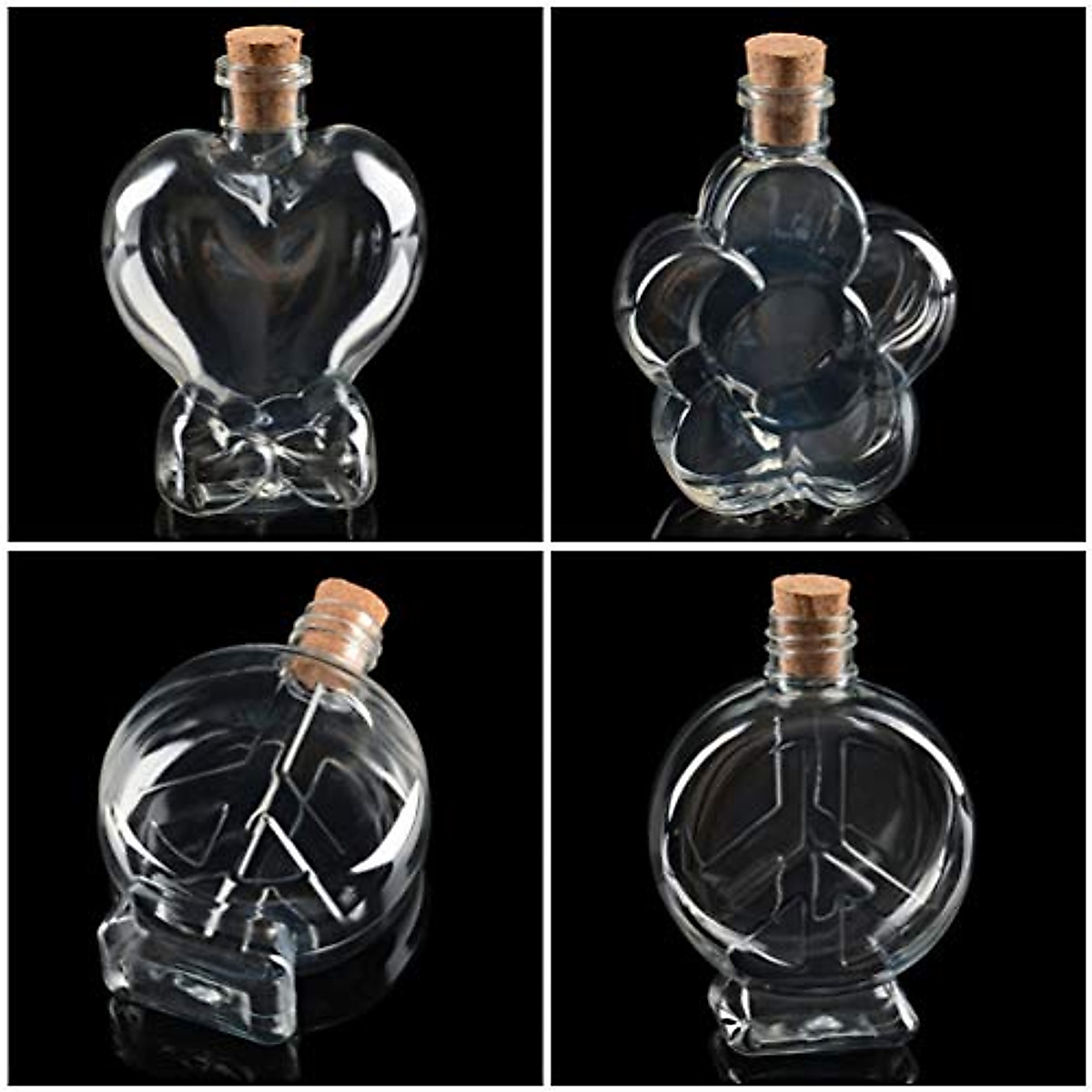 EXCEART 25Pcs Cork Jars 100ML Plastic Cork Bottles Wishing Bottles Clear Vials Storage Container for Art Crafts Projects Decoration Party Supplies (Mixed Style)