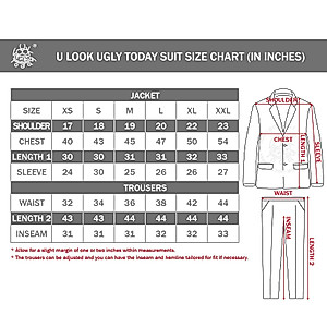 U LOOK UGLY TODAY Men's Party Suit Solid Color Prom Suit for Themed Party Events Clubbing Jacket with Tie Pants Fluorescent Orange-Large