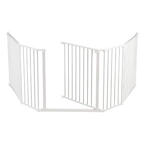 BabyDan Flex Hearth 35.4-109.5 Inch Wide Extra Large Size Safety Baby Gate for Fireplace, Hearths, and Doorways, White